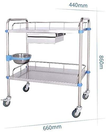 JYDQM Stainless Steel Trolley-Double Cart Trolley Trolley Care Dressing Medical Cart Clinic Beauty Trolley (Size : 80)