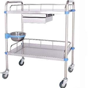 JYDQM Stainless Steel Trolley-Double Cart Trolley Trolley Care Dressing Medical Cart Clinic Beauty Trolley (Size : 80)