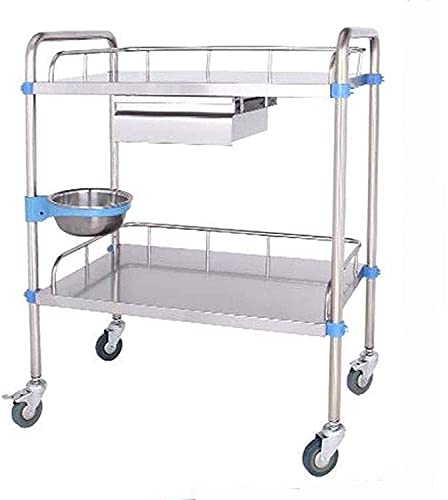 JYDQM Stainless Steel Trolley-Double Cart Trolley Trolley Care Dressing Medical Cart Clinic Beauty Trolley (Size : 80)