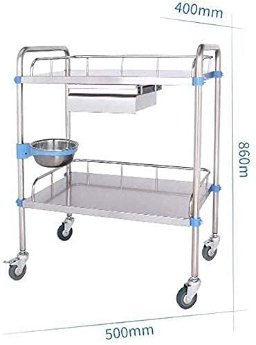 JYDQM Stainless Steel Trolley-Double Cart Trolley Trolley Care Dressing Medical Cart Clinic Beauty Trolley (Size : 80)