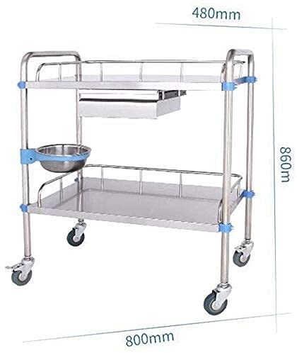 JYDQM Stainless Steel Trolley-Double Cart Trolley Trolley Care Dressing Medical Cart Clinic Beauty Trolley (Size : 80)