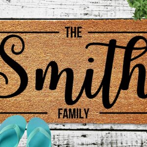 Custom Family Name Door Mat | Wedding Gift | Personalized Custom Doormat | Closing Gift | Welcome Doormat | Front Door Mat | Monogram Rug (24x16)