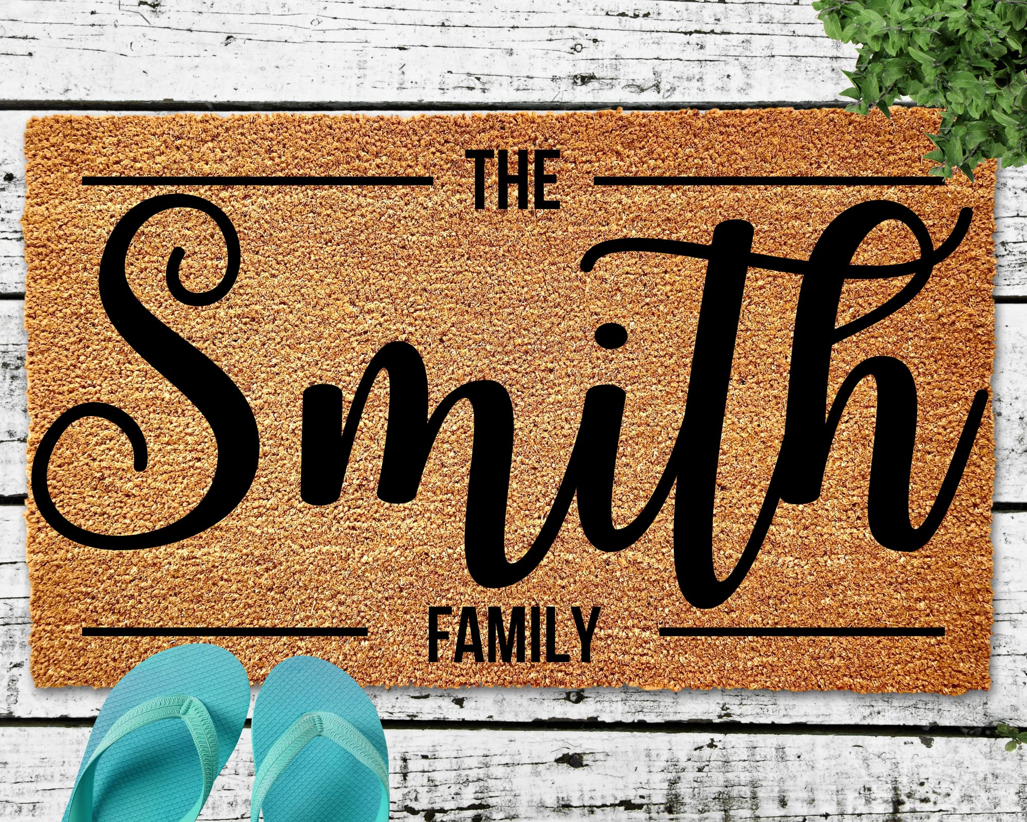 Custom Family Name Door Mat | Wedding Gift | Personalized Custom Doormat | Closing Gift | Welcome Doormat | Front Door Mat | Monogram Rug (24x16)