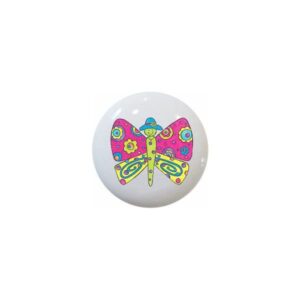 butterfly garden flowers butterflies blue pink purple decorative ceramic dresser drawer pulls cabinet cupboard knobs (pink butterfly)