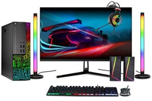 dell optiplex rgb desktop computer pc, intel core i7 up to 3.8ghz, geforce gt 1030 2g, 16g ram, 512g ssd, 24 inch gaming monitor, rgb keyboard mouse, rgb speakers, rgb headset, wifi, w10p64 (renewed)