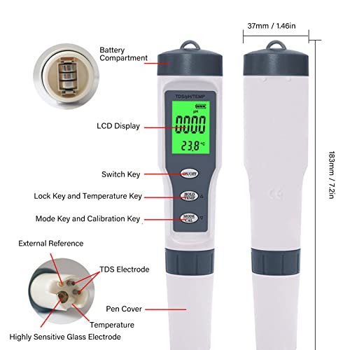 Water Quality Test Tool Portable Auto Calibration Wide Test Range ABS Backlight TDS Meter Wide Application 3 in 1 for Planting