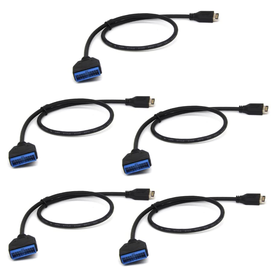 JMT USB 3.1 Adapter Cable Type-E Male to IDC 20P Male USB 3.0 20Pin Extension Cable for Computer Motherboard 30cm (5pcs)