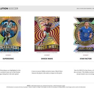 2022-23 PANINI REVOLUTION PREMIER LEAGUE EPL SOCCER FACTORY SEALED HOBBY BOX 8 Packs of 5 Cards, 40 cards in all See photos for details on the amazing pulls that are possible Chase rookie cards of an Amazing Rookie Class