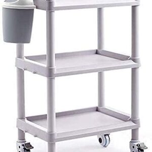 Medical Cart Household Utility Carts Trolley, Lab Cart Multifunction Portable Hand Trucks Large Trolly Cart 3 Tier Abs Beauty Salon Cart with Dirt Bucket Mobile Medical Equipment Cart with Brake Wheel