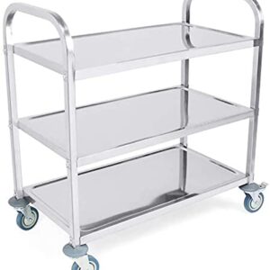 Utility Cart Lab Serving Cart, Medical Cart 3-Layer Stainless Steel Kitchen Service Cart for Hotel, Catering, Restaurant Tool Cart-85 X 45 X 90CM