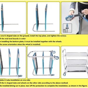 Utility Cart Lab Serving Cart, Medical Cart 3-Layer Stainless Steel Kitchen Service Cart for Hotel, Catering, Restaurant Tool Cart-85 X 45 X 90CM