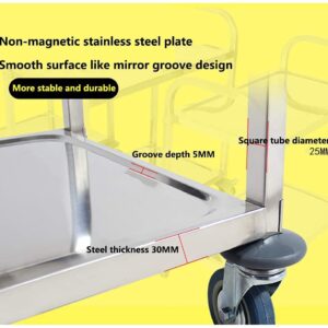 Utility Cart Lab Serving Cart, Medical Cart 3-Layer Stainless Steel Kitchen Service Cart for Hotel, Catering, Restaurant Tool Cart-85 X 45 X 90CM