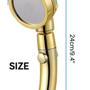 SEYNUR Drill-Free High Pressure Handheld Shower Head with ON/Off Pause Switch 3 Spray Modes Water Saving Showerhead, Detachable Shower Accessories (Gold)