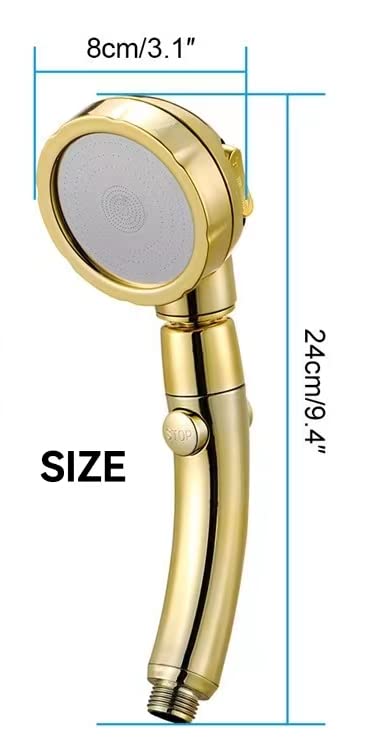 SEYNUR Drill-Free High Pressure Handheld Shower Head with ON/Off Pause Switch 3 Spray Modes Water Saving Showerhead, Detachable Shower Accessories (Gold)