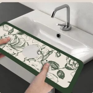 2023 New Fantasy Style Faucet Draining Mat - Kitchen Sink Splash Guard, Diatom Mud Faucet Handle Drip Catcher Tray, Non-Slip Kitchen Guard Gadgets Sink Accessories (Magnolia, 14.96x5.43 inches)