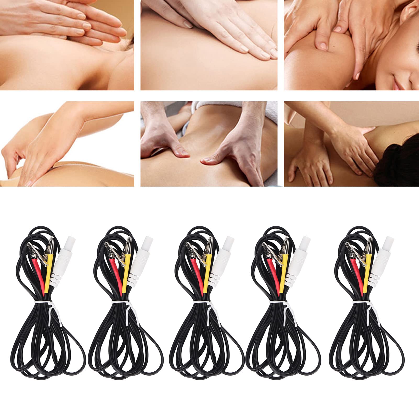 Demeras Clip Electrode Wire, TENS Wire 5pcs Safe Portable Black for Travel