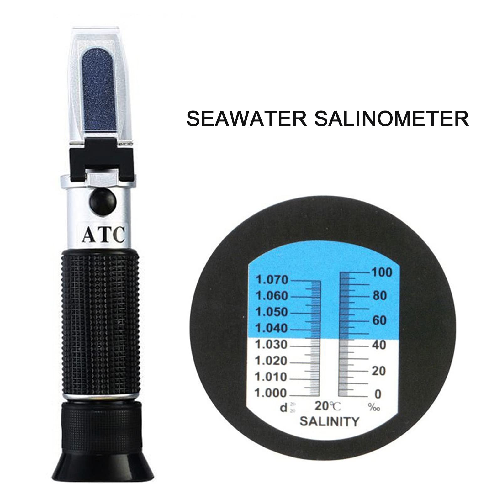 Salinity Refractometer, Salinity Meter 0‑100 PPT 1,000‑1,070 Rustproof for Marine Monitoring