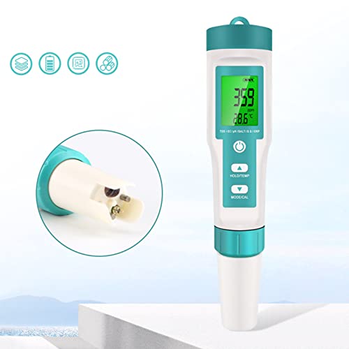 Digital Water Quality Meter, Backlight Display PH TDS Temperature EC Salinity SG ORP Water Quality Testing Pen Handheld for Aquaculture