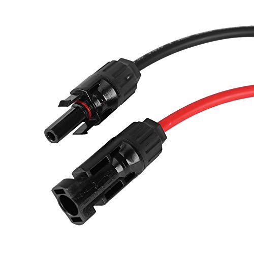 Tbest Cable,Extension Cable 10 Awg,Extension Cable,Solar Connectors,Connector 2.5Mm Pair of Red Black Solar Panel Pv Cable Wire Male Female Connectors