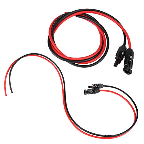 Tbest Cable,Extension Cable 10 Awg,Extension Cable,Solar Connectors,Connector 2.5Mm Pair of Red Black Solar Panel Pv Cable Wire Male Female Connectors