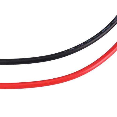 Tbest Cable,Extension Cable 10 Awg,Extension Cable,Solar Connectors,Connector 2.5Mm Pair of Red Black Solar Panel Pv Cable Wire Male Female Connectors