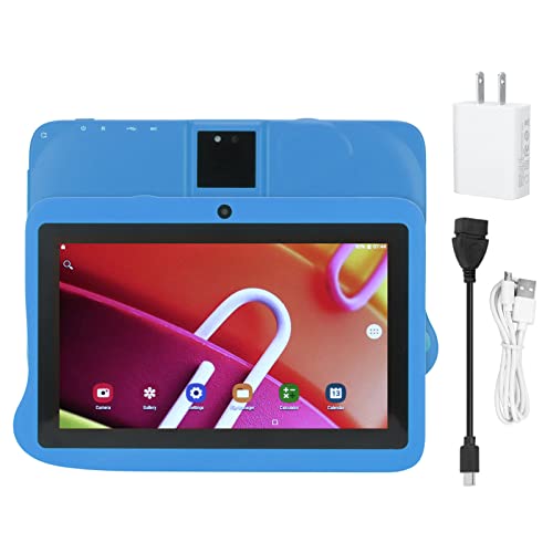 Reading Tablet, HD IPS Screen Blue 7 Inch Tablet 5G WiFi Dual Camera 4GB RAM 128GB ROM for Education (Blue)