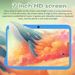 Reading Tablet, HD IPS Screen Blue 7 Inch Tablet 5G WiFi Dual Camera 4GB RAM 128GB ROM for Education (Blue)