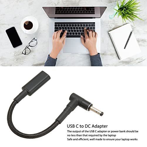 Jopwkuin USB C to 4.0x1.7mm DC Adapter Cable, Safe Efficient Charging Converter Short USB C Female to DC Male Adapter 100W for Laptop