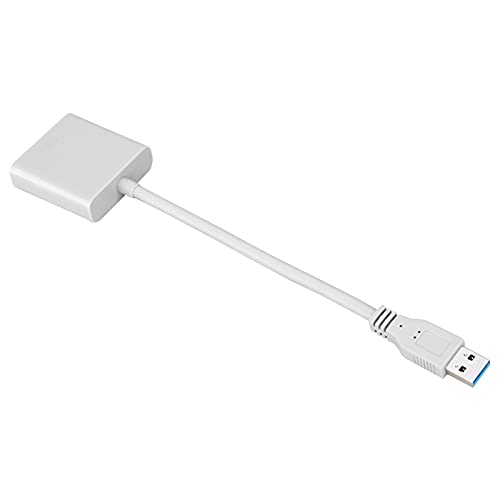 Mini USB to VGA Adapter, USB to VGA Cable Adapter Converter, USB 3.0 to VGA Adapter Cable for Computer (White)