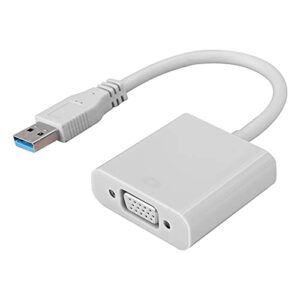 Mini USB to VGA Adapter, USB to VGA Cable Adapter Converter, USB 3.0 to VGA Adapter Cable for Computer (White)