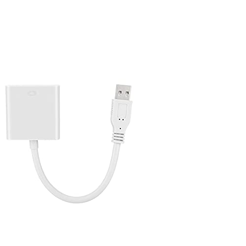 Mini USB to VGA Adapter, USB to VGA Cable Adapter Converter, USB 3.0 to VGA Adapter Cable for Computer (White)