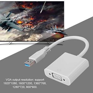 Mini USB to VGA Adapter, USB to VGA Cable Adapter Converter, USB 3.0 to VGA Adapter Cable for Computer (White)