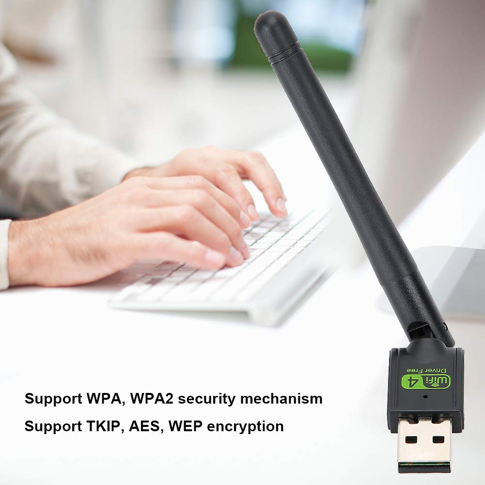 Heayzoki USB WiFi Adapter, 150Mbps Wireless Network Adapter with 2DBI Antenna, WiFi USB Computer Network Card USB Network Adapters for PC Laptop