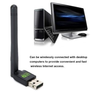 Heayzoki USB WiFi Adapter, 150Mbps Wireless Network Adapter with 2DBI Antenna, WiFi USB Computer Network Card USB Network Adapters for PC Laptop