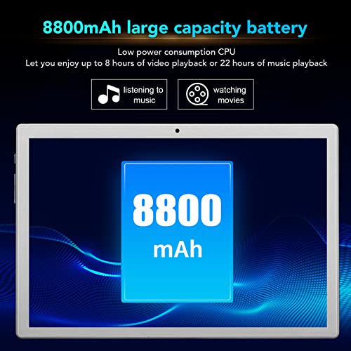 10.1in Tablet for Android 11.0-4G LTE Mobile Callable Smart Tablet, Support 2.4/5G WiFi, 8+128GB 8+20MP 1920x1200 MT6755 8 Core CPU 8800mAh (White)