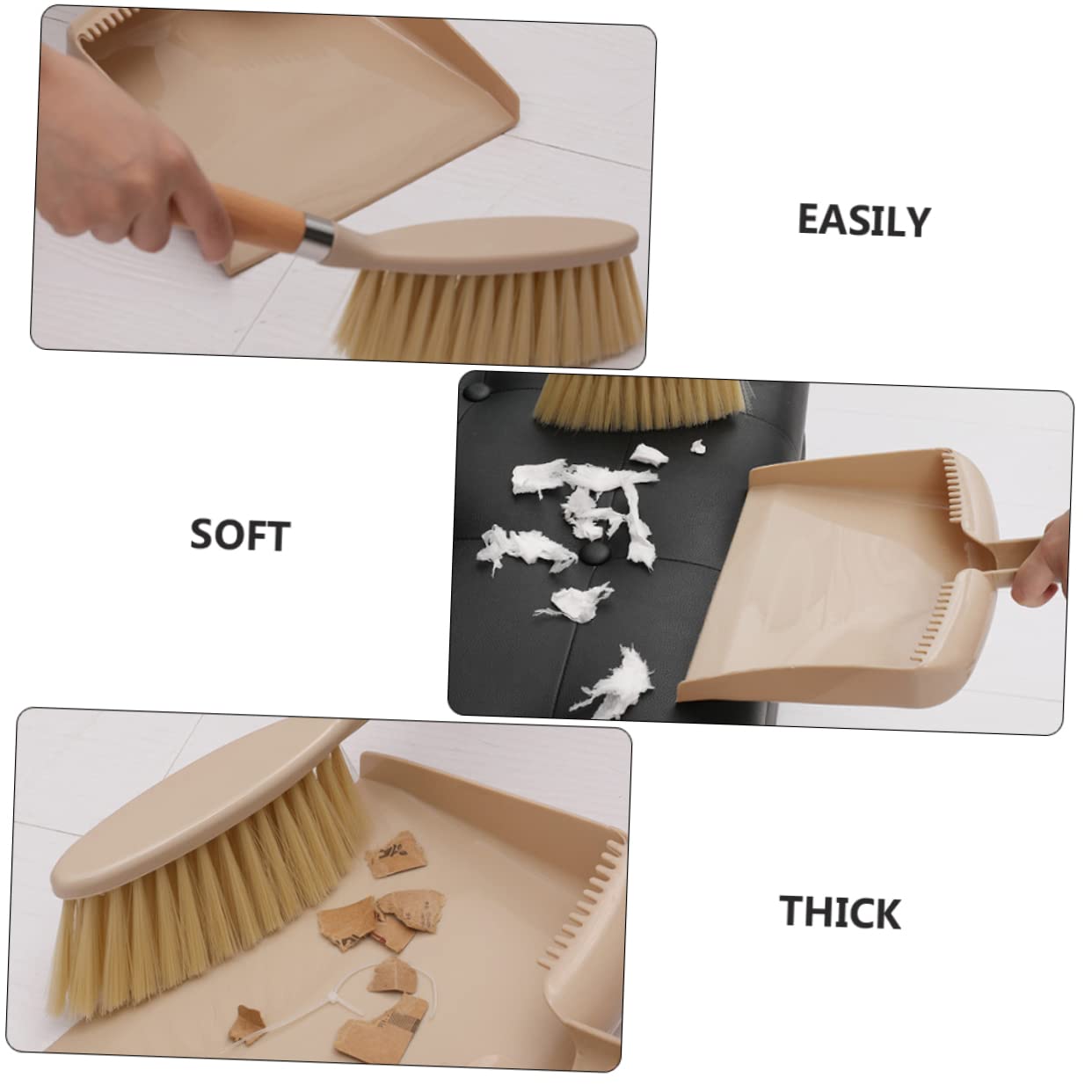 Anneome 1 Set 2pcs Desktop Dustpan Cleaning Broom Sofa Cleaner Mini Sweeper Hand Dustpan Small Brooms and Dustpans Portable Table Lamp Shades Outdoor Cleaner Handle Wooden Brush