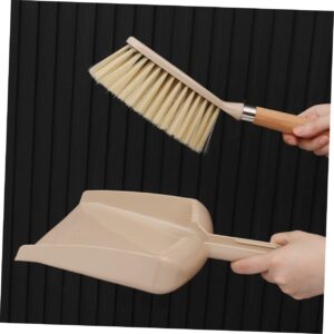 Anneome 1 Set 2pcs Desktop Dustpan Cleaning Broom Sofa Cleaner Mini Sweeper Hand Dustpan Small Brooms and Dustpans Portable Table Lamp Shades Outdoor Cleaner Handle Wooden Brush