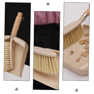 Anneome 1 Set 2pcs Desktop Dustpan Cleaning Broom Sofa Cleaner Mini Sweeper Hand Dustpan Small Brooms and Dustpans Portable Table Lamp Shades Outdoor Cleaner Handle Wooden Brush