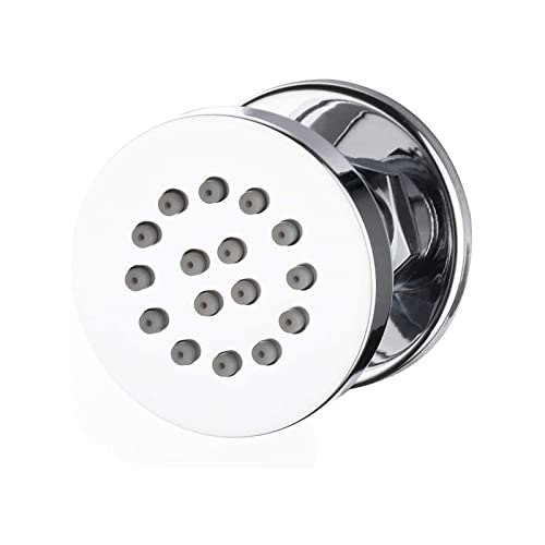 Yalsfowe Round Shower Body Sprays Chrome, 2 Inches Shower Jets System, Brass Spa Massage Showerhead Wall Mounted, Angle Adjustable, High Pressure Shower Head,1pcs