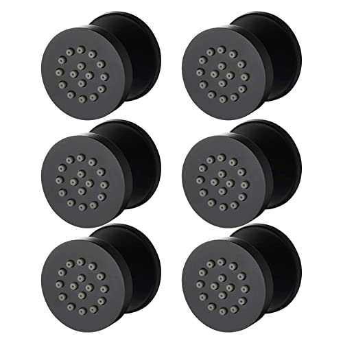 Yalsfowe Shower Body Sprays Black, Round Shower Massage Spray Jets, Spa Massage Showerhead Brass, Angle Adjustable, High Pressure Shower Head Wall Mount,6pcs