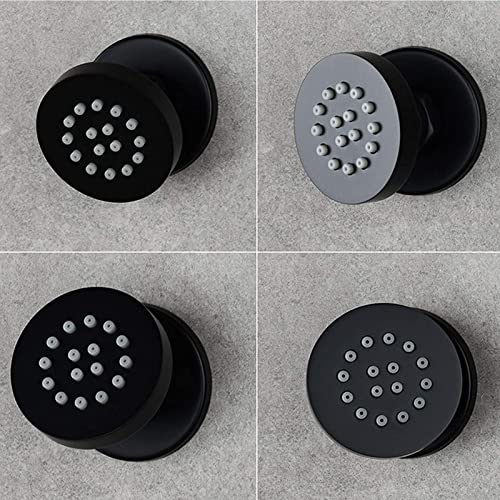 Yalsfowe Shower Body Sprays Black, Round Shower Massage Spray Jets, Spa Massage Showerhead Brass, Angle Adjustable, High Pressure Shower Head Wall Mount,6pcs