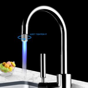 LED Water Faucet Head, RGB Color Temperature Sensitive Gradient Water Stream Color Changing Kitchen Spray Head Adapter Sink Lights for Kitchen and Bathroom(0.98X0.98X1.34In)