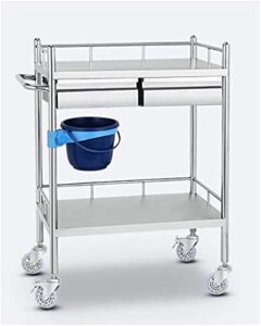 utility cart lab serving cart, medical cart 2-layer，stainless steel lab medical car with drawers and dirt bucket mobile trolley serving equipment with drawers and silent omnidirectional wheel (size :