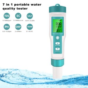 Water Quality Test Pen Portable Digital Water Quality Meter PH TDS Temperature EC Salinity SG ORP for Swimming Pool