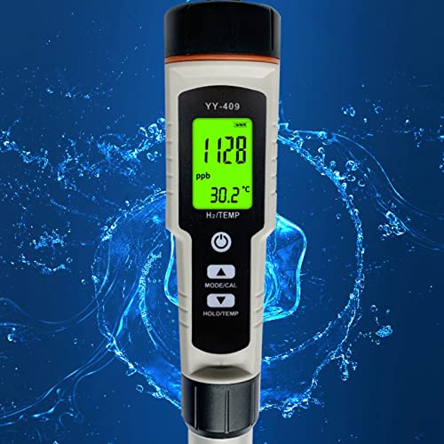 H2 Meter, H2 Water Hydrogen Analyzer Portable IP67 Waterproof Temperature Detection 2 in 1 High Sensitivity Electrode with Backlit for Laboratory