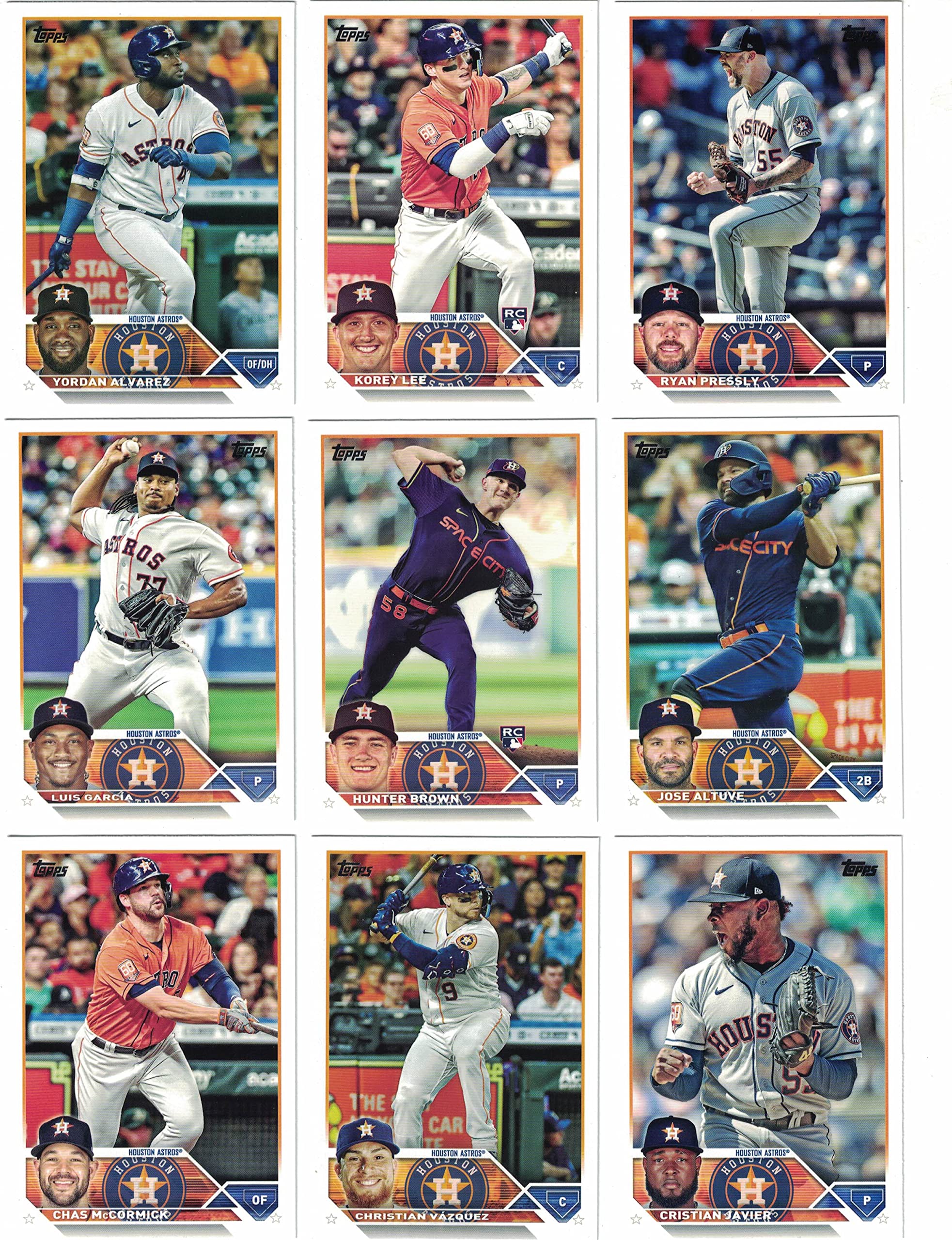 Houston Astros / 2023 Topps (Series 1 and 2) Baseball Team Set with (22) Cards! ***PLUS Bonus Cards of Former Astros Greats: Craig Biggio, Jeff Bagwell and Mike Scott!***