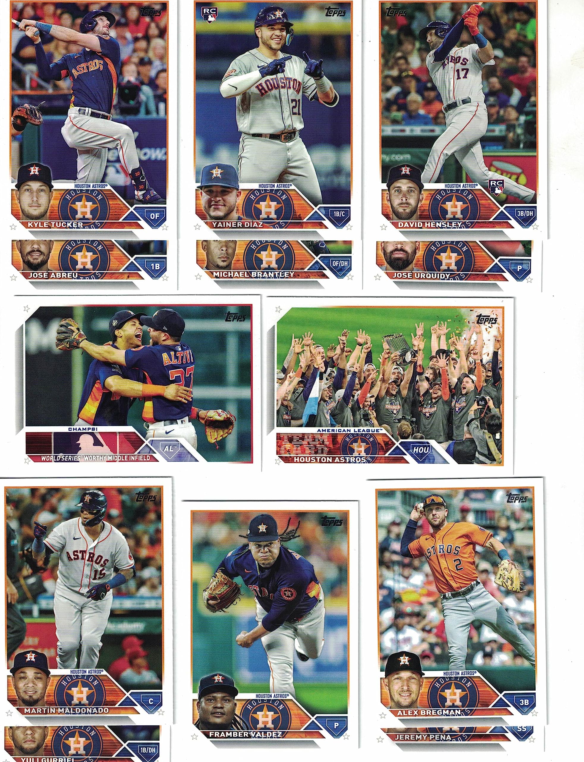 Houston Astros / 2023 Topps (Series 1 and 2) Baseball Team Set with (22) Cards! ***PLUS Bonus Cards of Former Astros Greats: Craig Biggio, Jeff Bagwell and Mike Scott!***