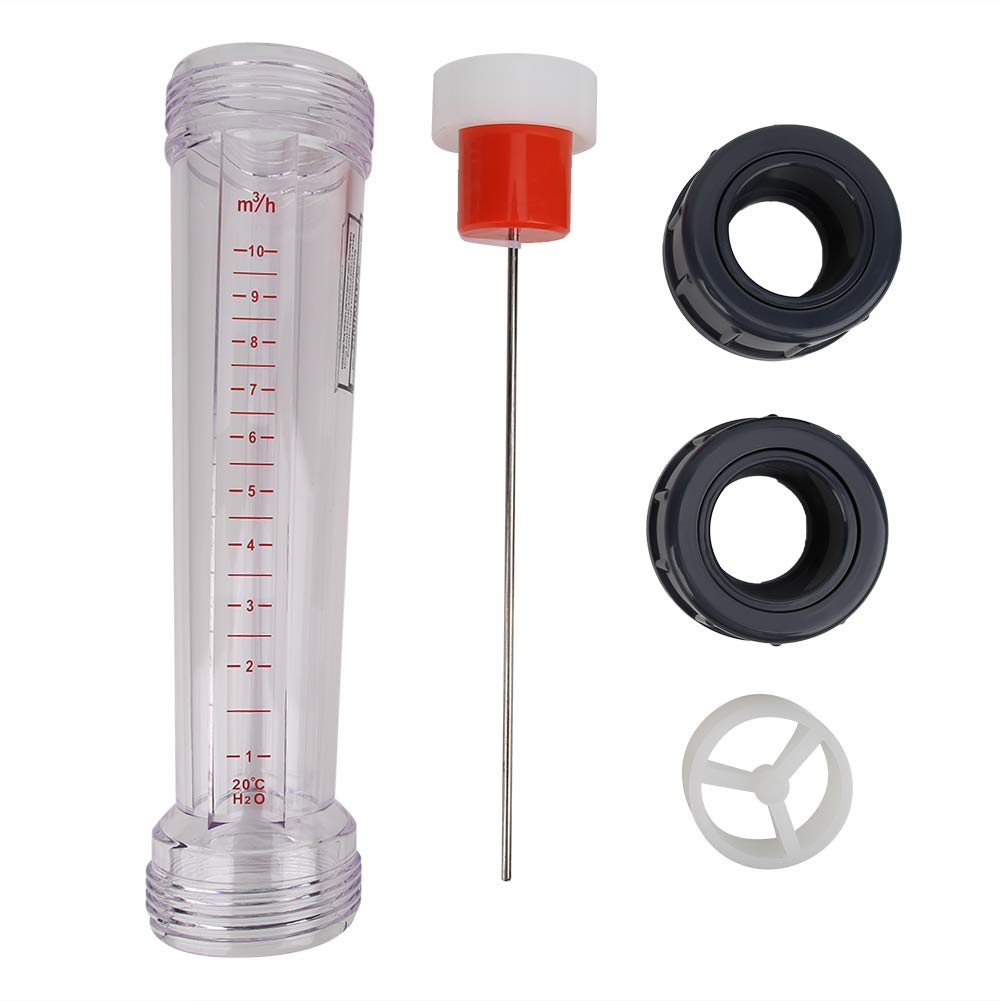 LZS-40 (D) Tube Type Flowmeter 1-10 Transparent Water Rotameter 50mm/2in Liquid Flowing Meters Plastic Flat Interface Liquid Flowing Rate Gauge Hydraulic Valve Fittings