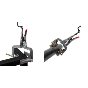 jointmaster, 90 degree, angle clamping tool, throat depth: 3", max capacity: 1-1/4", oal: 8-1/2", single hand t-joint clamp tool, pl634 & 6" pipe pliers, two fixed v-pads, throat depth: 2″