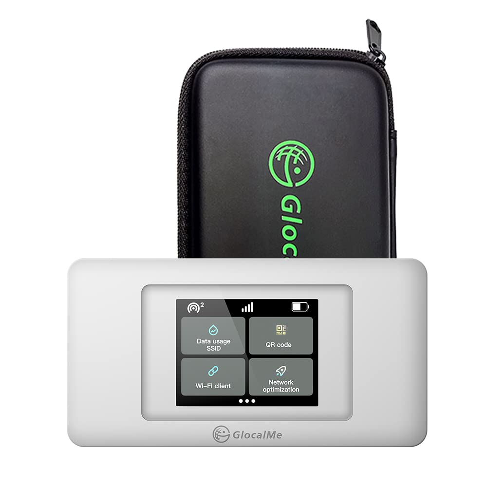 GlocalMe DuoTurbo 4G LTE Mobile Hotspot & Protective Case, Wireless Pocket WiFi Device for Home or Travel in 140+ Countries, SIMFREE, Smart Local Network Auto-Selection, with US 8GB & Global 1GB Data